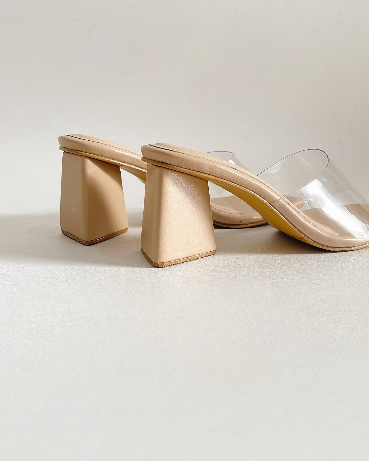 LIZ TRIANGLE BLOCK HEELS (NUDE) | ShopJenith